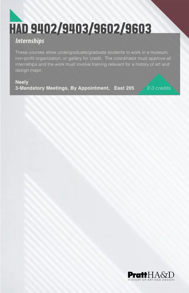 2018 Fall Elective Courses – History of Art and Design Department at Pratt Institute